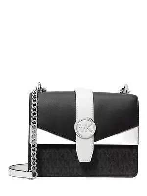 Michael Kors Greenwich Monogram Shoulder Bag - Black