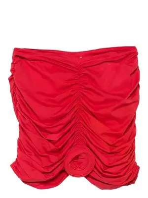 LA REVECHE Ruched Mini Skirt - Red