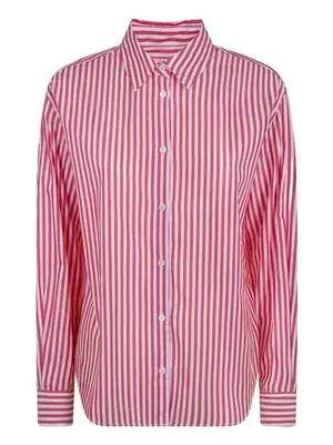 MC2 SAINT BARTH Vertical-Stripe Logo-Embroidered Shirt Red