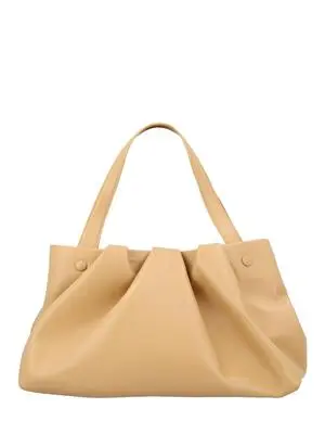 THEMOIRE Athena Draped Vegan Leather Bag - Beige