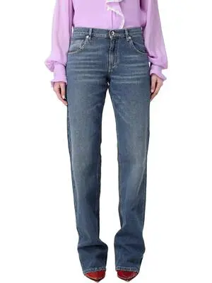 Blumarine Blumarine Slim Fit Distressed Logo Denim Jeans Ice