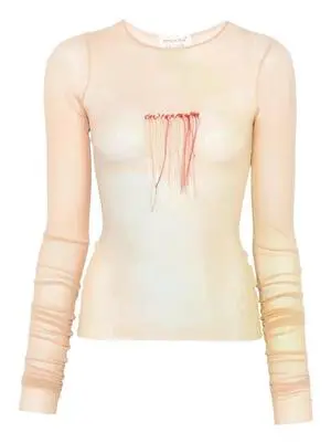 Patrizia Pepe Ruched-sleeve Top - Neutrals