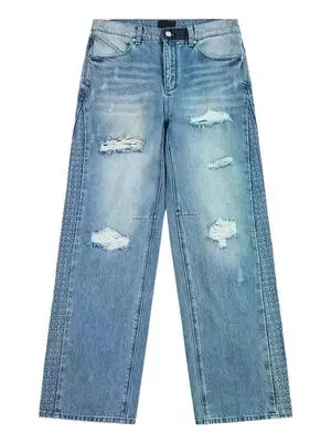 RtA Zed Distressed Straight Leg Jeans - Blue