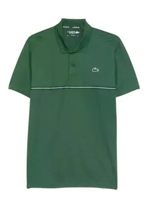 Lacoste Logo-patch Striped-detail Polo Shirt - Green