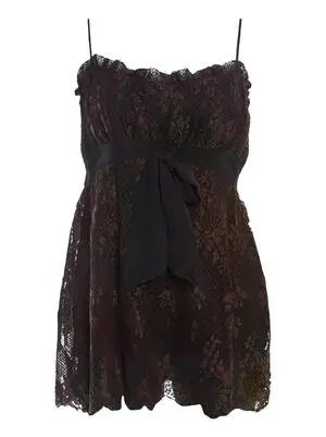 Escada Lace Top With Bow Detail - Brown