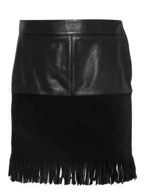 Pinko Paneled Fringe Hem Skirt - Black