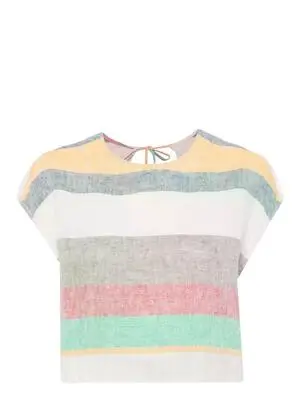 OSKLEN Striped Tie-neck Top - Red
