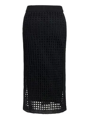 Max Mara Open-Knit Cotton Skirt Black