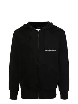 Calvin Klein Logo-print Zipped Hoodie - Black