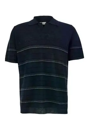 ROBERTO COLLINA Horizontal-stripe Textured T-shirt - Blue