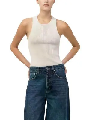 ST. AGNI Ribbed Racer-back Top - Neutrals