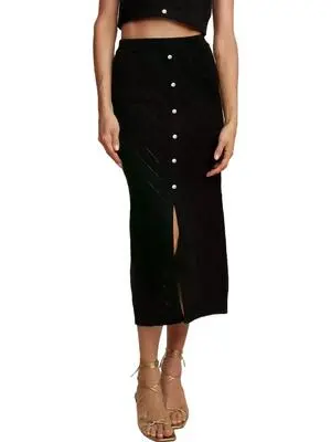 HEVRON Mia Pointelle-knit Skirt - Black