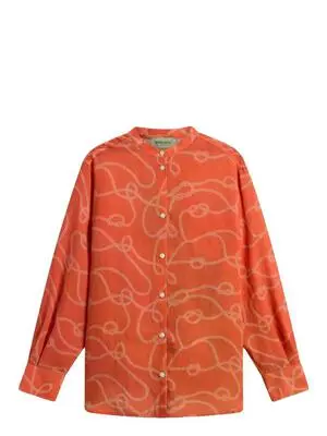 Woolrich Rope-print Band-collar Shirt - Orange