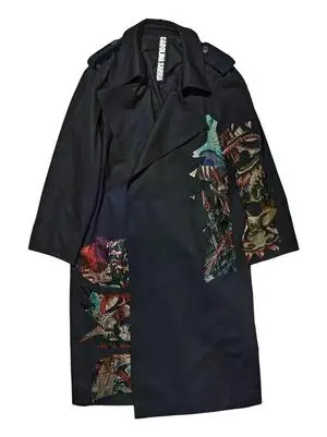 CAROLINA SARRIA Hidden Geisha Trench Coat - Black