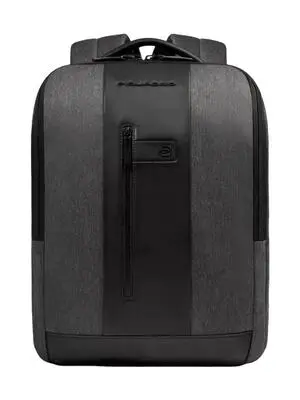 PIQUADRO 15.6-inch Leather-panelled Backpack - Grey