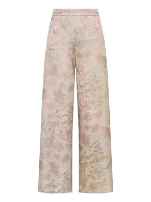 Malìparmi Floral-print Flared Trousers - Neutrals