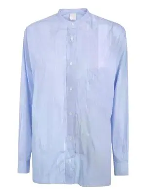 Aspesi Striped Band-collar Shirt - Blue