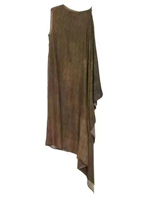 UMA WANG Geometric-print Draped Dress - Brown