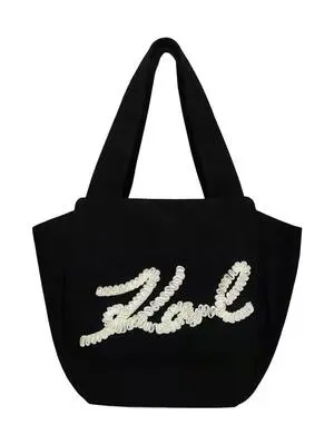 Karl Lagerfeld Signature Ruffled-logo Tote Bag - Black