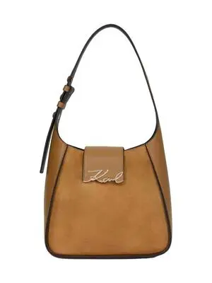 Karl Lagerfeld K/signature Suede Shoulder Bag - Neutrals