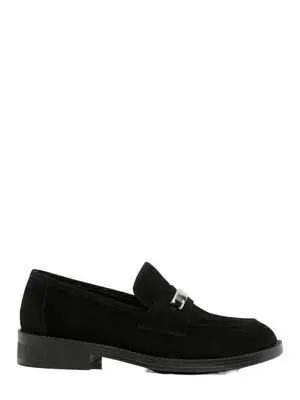 ADRIANNA FERETTI Suede Loafers With Plaque Detail - Black
