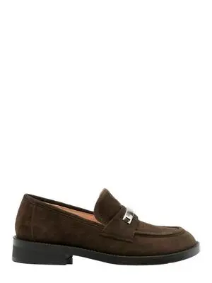 ADRIANNA FERETTI Woven Suede Loafers - Brown