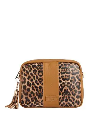 POM POM LONDON Pom Pom London City Plus Crossbody Bag With Adjustable Straps Maple Leopard