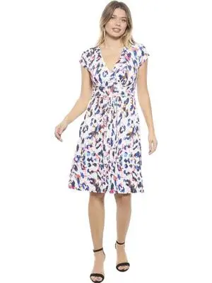 24SEVEN COMFORT APPAREL Essential Abstract A-line Dress - White Multi