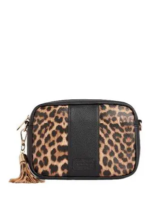 POM POM LONDON City Crossbody Bag - Black Leopard