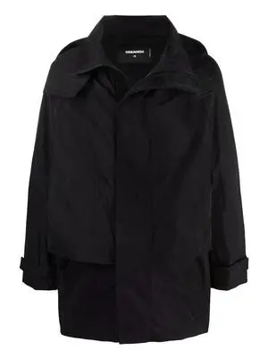 Dsquared2 Logo-print Hooded Mid-length Coat - Black