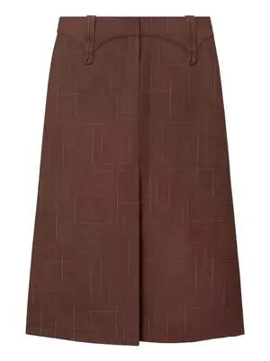 Tory Burch Wool Skirt With Faded Grid Pattern - Brown