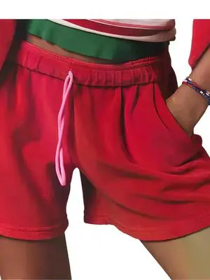 Xirena Drawstring Towelling Shorts - Red
