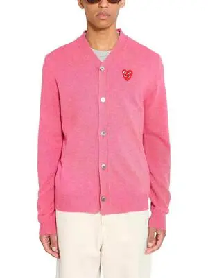 Comme Des Garçons Play Double Heart Cardigan - Pink