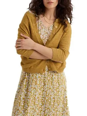 SEASALT CORNWALL Pentire Steps Organic Cotton & Linen Cardigan - Knit Melange Tansy