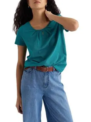 SEASALT CORNWALL Appletree Keyhole Organic Cotton T-shirt - Deep Dive