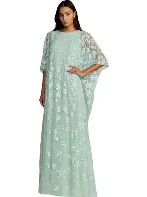 Mac Duggal Sequin Embellished High Neck Kaftan Gown - Green