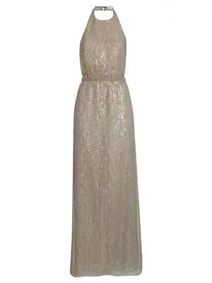 Brunello Cucinelli Embellished Halterneck Maxi Dress - Neutrals
