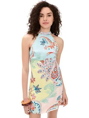 knee length dresses for ladies Dakota Floral Halter Mini Dress - Dark Cherry main image 0