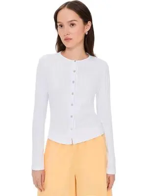 Donni. The Varied Rib Cardigan - Powder