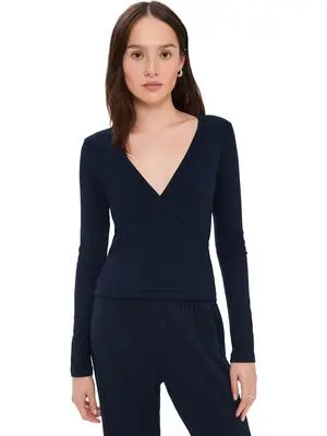 Donni. Baby Rib Crisscross Top - Navy