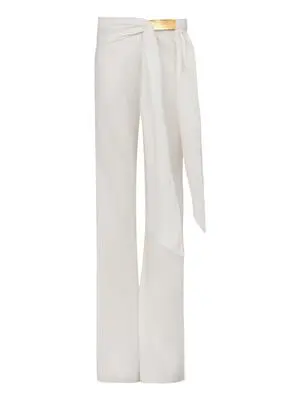 VIX PAULA HERMANNY X Rosie Huntington-whiteley "rosie" Crepe Pants With Buckled Waist Ties - White