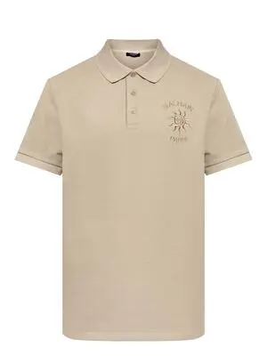 Balmain Polo With Embroidered Logo - Beige