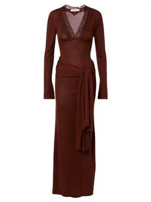 AYA MUSE Lace-trimmed Maxi Dress - Brown