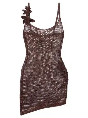 BANANHOT Maris Open-knit Lamé Minidress - Brown