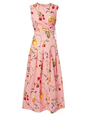 Agua Bendita Otoño Printed Cotton Midi Dress - Pink