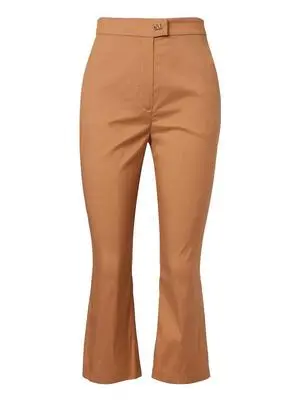 Max Mara Curve Cropped Cotton-blend Straight Pants - Brown
