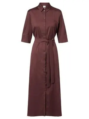 Max Mara Cotton-blend Midi Shirt Dress - Burgundy