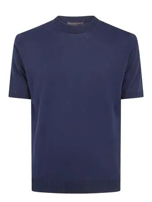 FILIPPO DE LAURENTIIS Short Sleeves Round Neck Sweater - Blue
