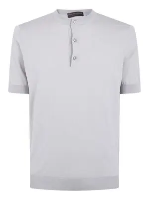 FILIPPO DE LAURENTIIS Serafino Short Sleeve Cotton Sweater - Gray