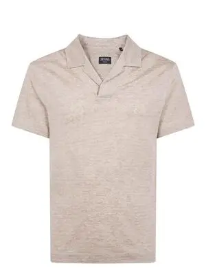 Zegna Z Lux Leisurewear V Neck T-shirt - Beige